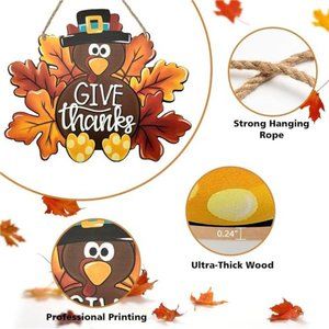 Accents | Give Thanks Sign Turkey Front Door Decor Thanksgiving Day ...
